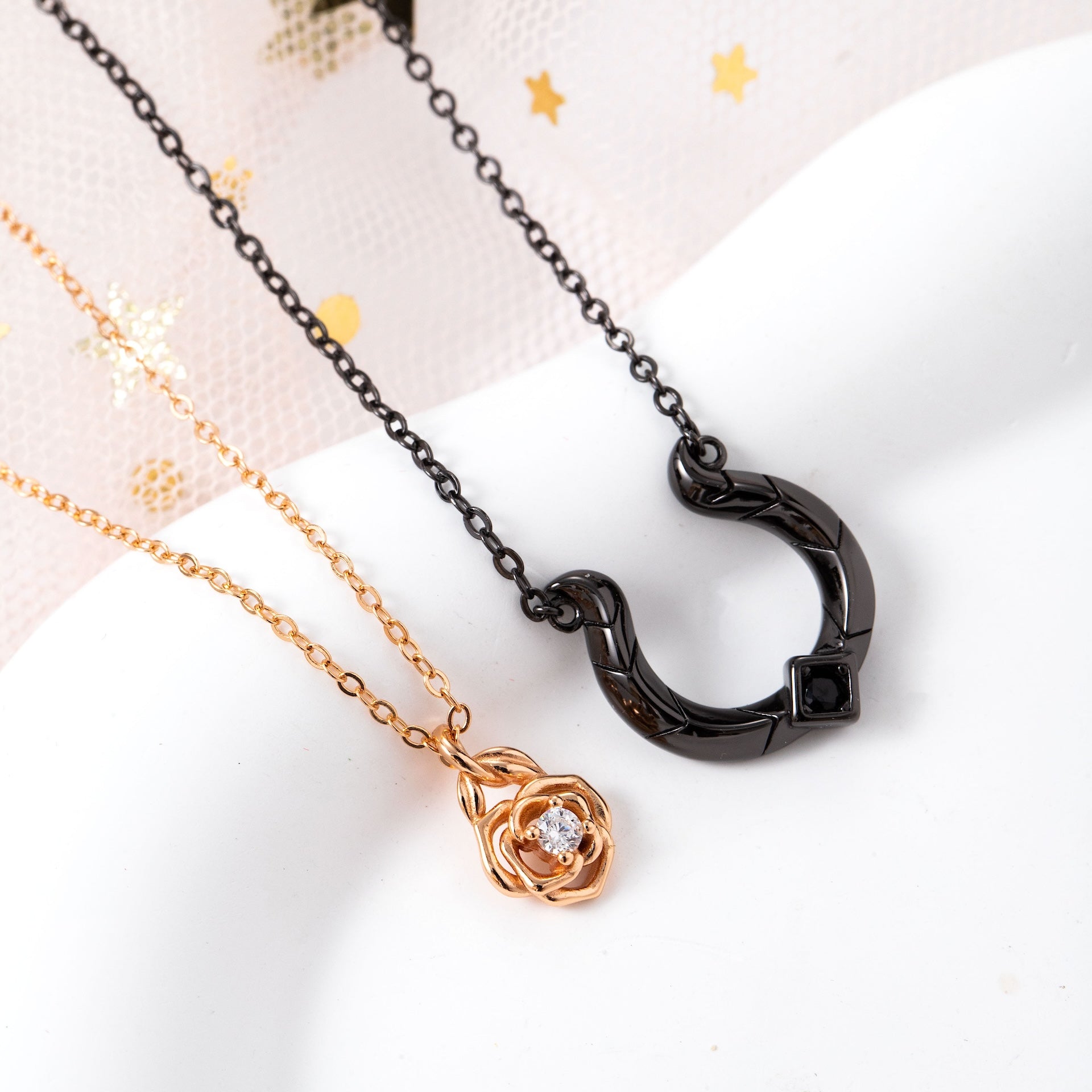 Beauty Beast 925 Silver Couple Necklaces Matching Necklaces Duostones