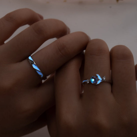 Glow in the Dark Promise Rings for Couples | Silver Matching Rings ...