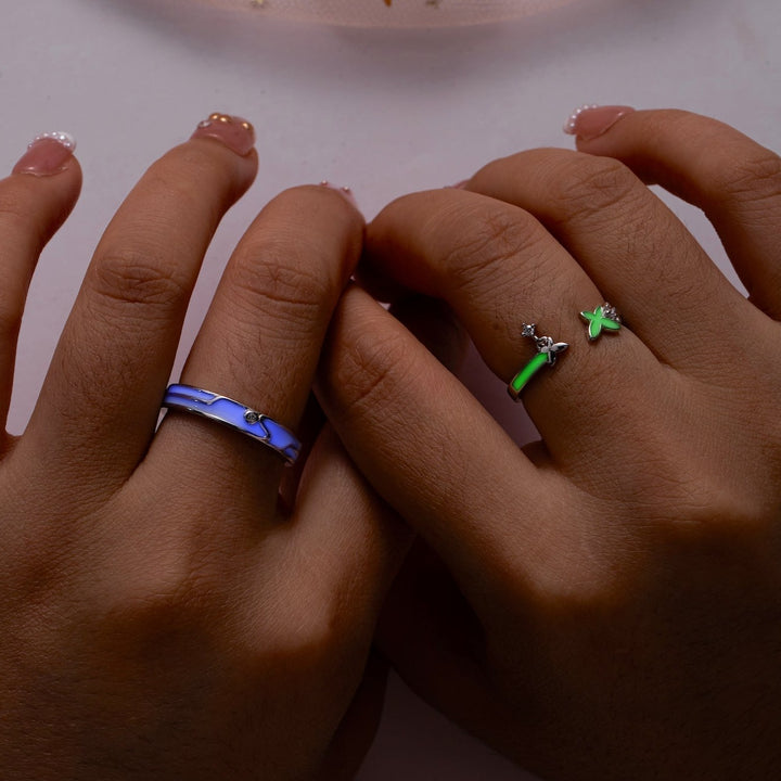 Luminous Matching Rings | Glow in the Dark Rings for Couples | Duostones